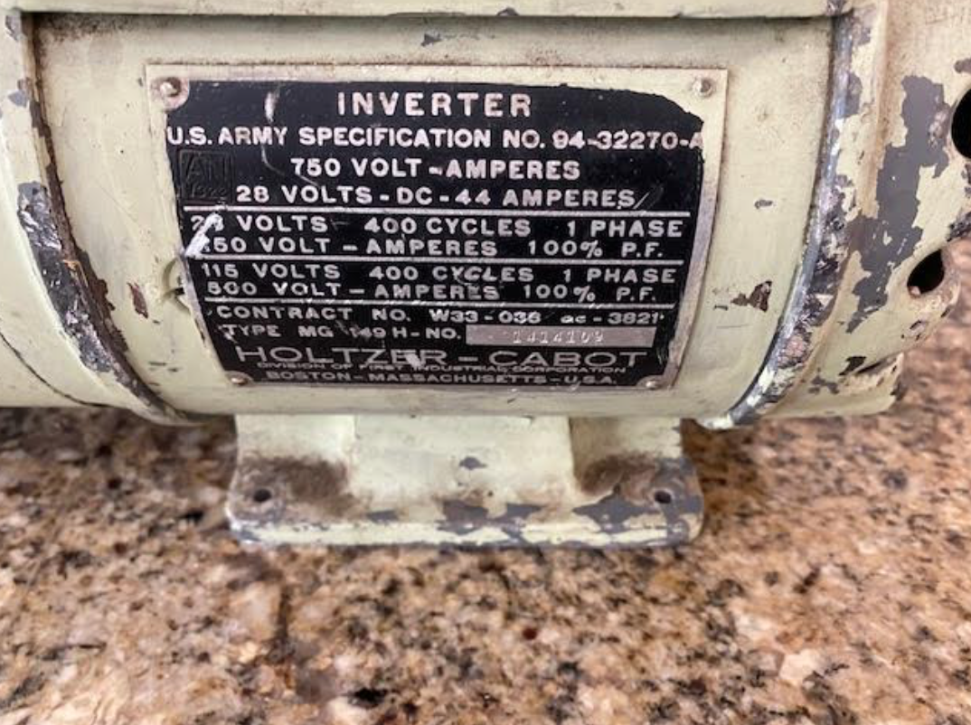 WWII Part - Military Aircraft 400 CPS Inverter | eBay