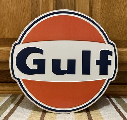 Gulf Gasoline Metal Sign Garage Vintage Style Wall Decor Tools Oil Bar ...