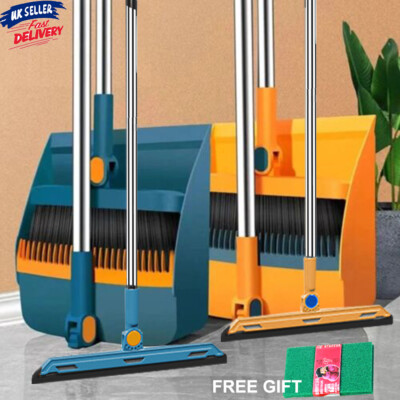 Long Handled Dustpan and Brush Set Strong Metal Handle Dust Pan & Broom ...