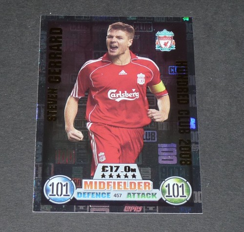 GERRARD CLUB 100 LIVERPOOL FOOTBALL TOPPS MATCH ATTAX PREMIER LEAGUE ...