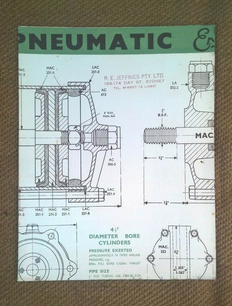 Vintage Enots Pneumatic Cylinder Products Dealer Advertising Chart ...