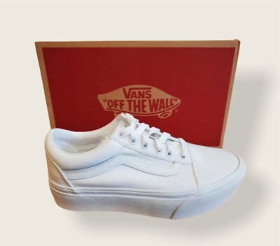Vans Old Skool Platform White Low Canvas 721356 (Size 5.5 Men’s 7 Women ...