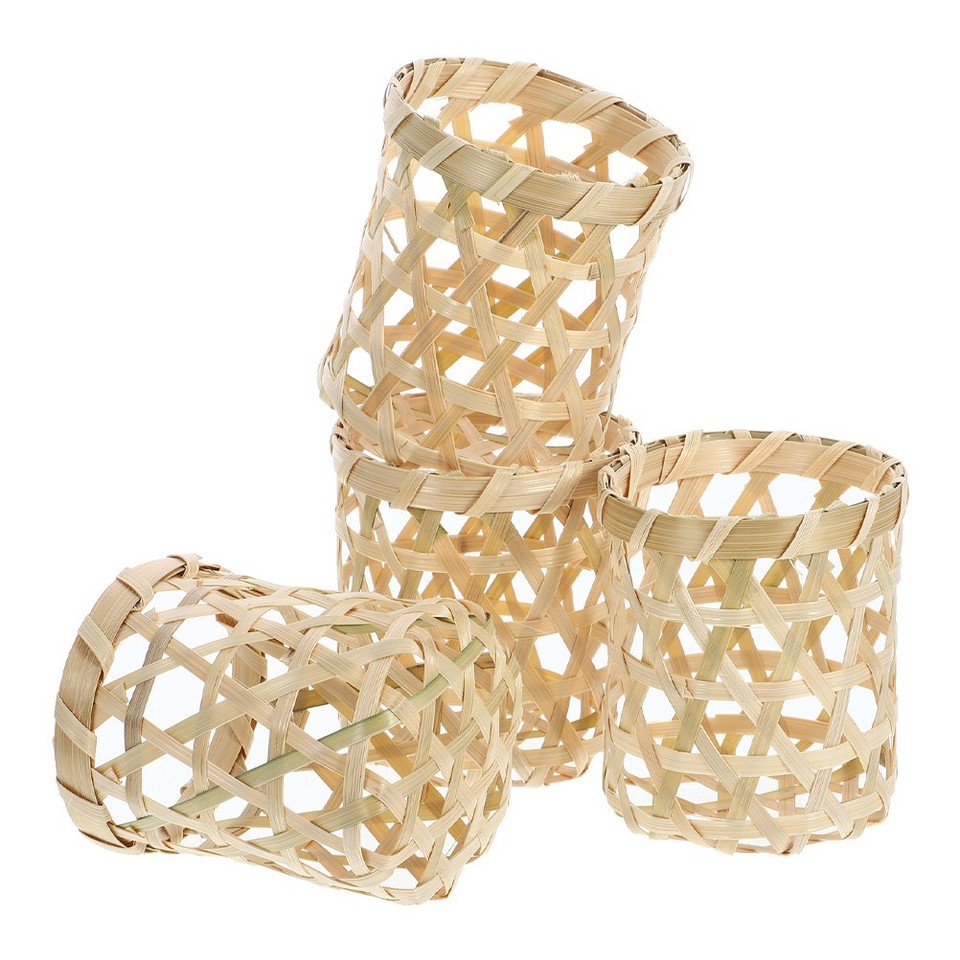 4 Pcs Flower Pot Protector Flowerpot Holder Bamboo Holders Weaving ...