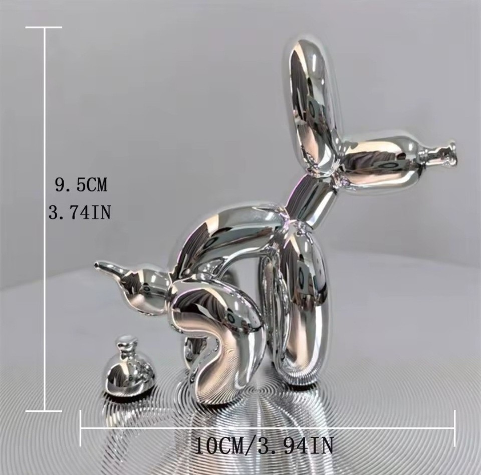 Mini Cute Balloon Dog Puppy Poop Statue Resin Animal Sculpture Home ...
