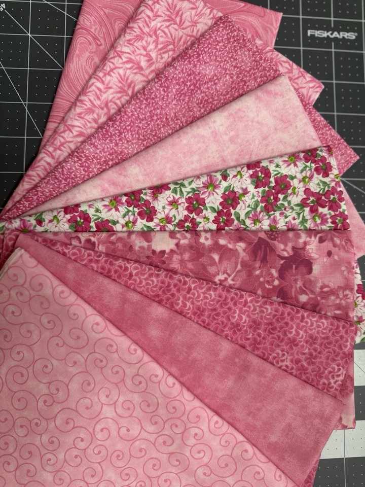 108 piece ALL PINK charm pack 5" squares cotton 9 Designs | eBay