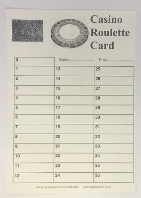 Casino Roulette Cards 0-36 Pack of 100 - FUNDRAISING SCRATCH CARDS ...