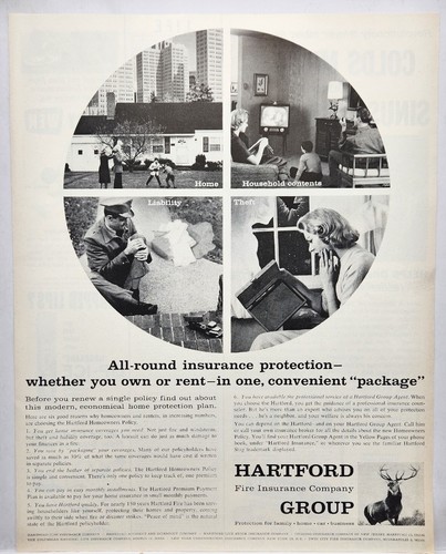 1959 Hartford Group Insurance Home Liability Theft Vintage Print Ad | eBay