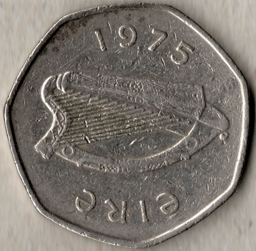 Ireland Republic 50 PENCE KM-24 1975 BORD HARP COIN Irish World ...