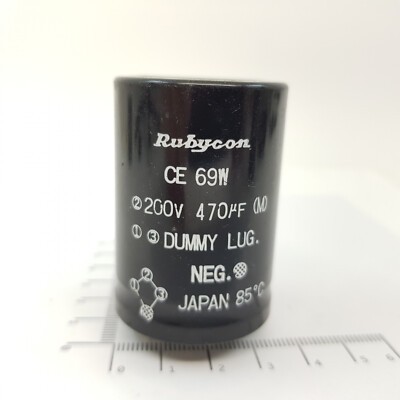 1 X ELECTROLYTIC CAPACITOR RUBYCON 470uF 200V PCB ELECTROLYTIC ...