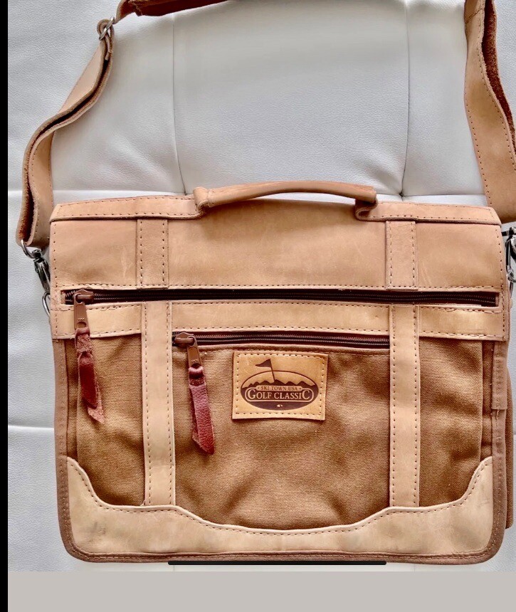 Schaefer Western Outfitter Heavy Tan Saddle Leather Briefcase/Messenger ...