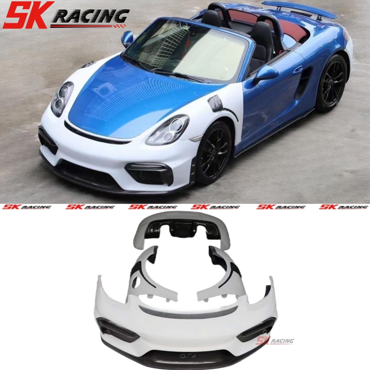For Porsche 718 981 Boxster Cayman Upgrades GT4 Style Front Rear Bumper ...