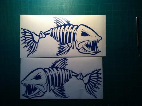 (2) Skeleton Fish boat Decals large vinyl graphic Fishing sticker ...