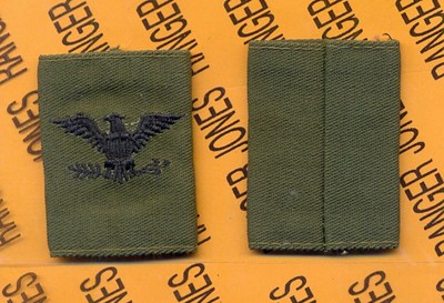 US ARMY Colonel COL O-6 OD Green & Black BDU ~2" slip on rank patch | eBay