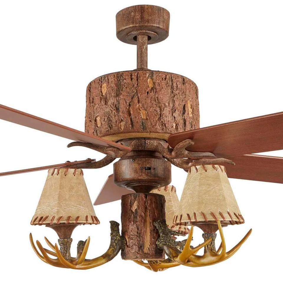 Lodge Ceiling Fan 52 in. Rustic Style Antler Kit LED Nutmeg Light ...