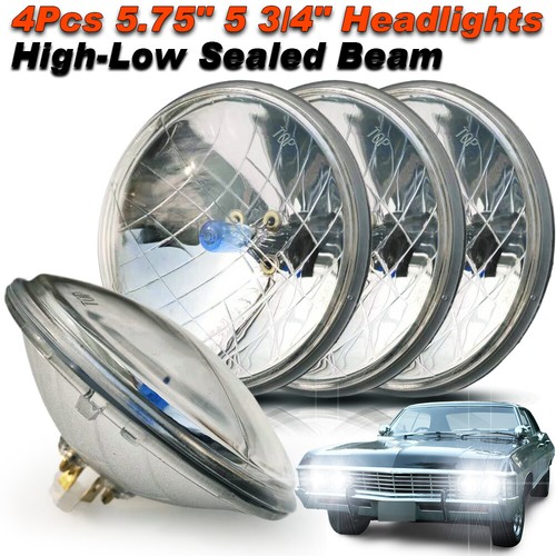 For 58-75 Chevy Impala El Camino 4PCS 5.75" 5 3/4 inch Headlights Hi/Lo ...