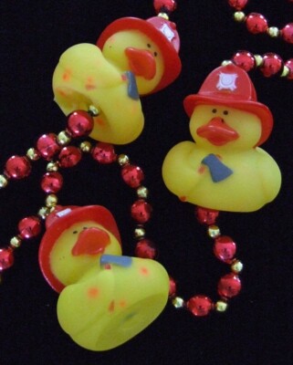 Fireman Rubber Duck Mardi Gras Bead Necklace Spring Break Cajun Favor ...