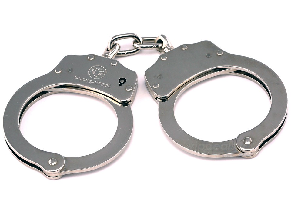 VIPERTEK Professional Double Lock Silver Steel Police Handcuffs w/ Keys ...