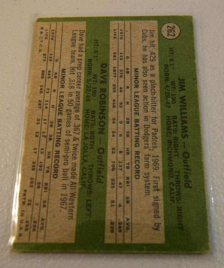 1971 Topps #262 Padres 1971 Rookie Stars (Jim Williams / Dave Robinson ...