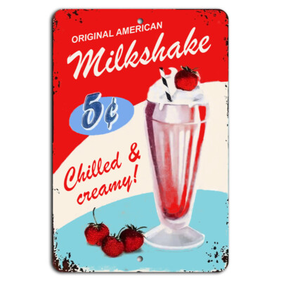 Original American Milkshake 5 Cent Vintage Sign - Retro Diner Decor | eBay