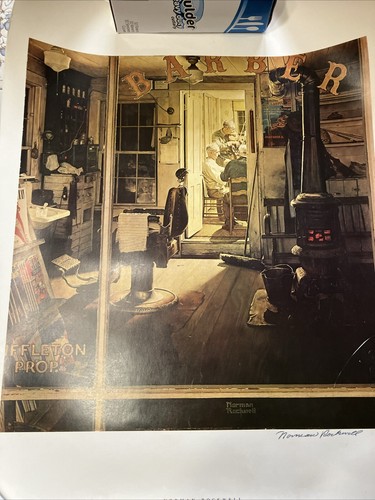 Norman Rockwell Signed Poster"Shuffleton's Barber Shop" 25" X 19" | eBay