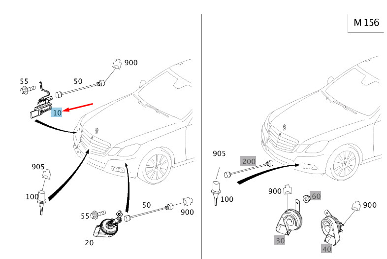 2010-2016 Mercedes-Benz E-Class W212 Front Right Side Horn A2045420120 | OE