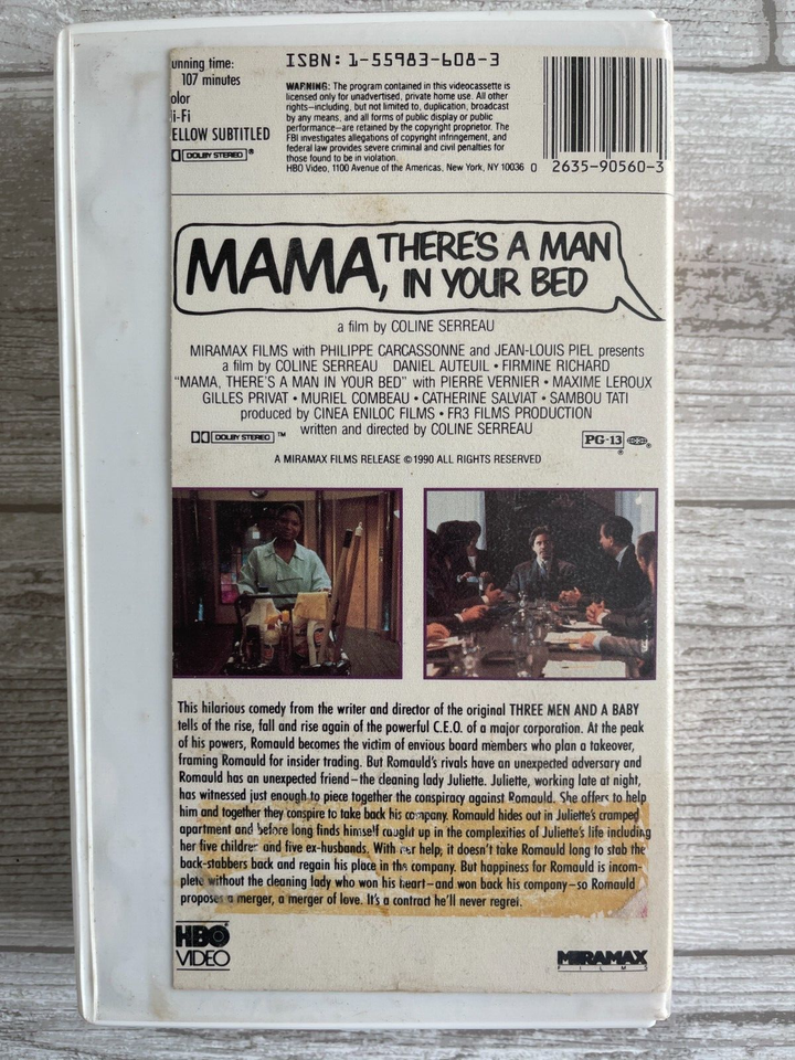 Mama There's A Man In Your Bed VHS Daniel Auteuil Firmine Richard ...
