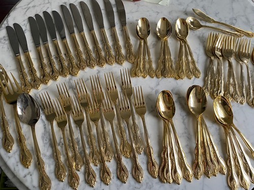 Service for 12 International China flatware 65 pieces gold | eBay