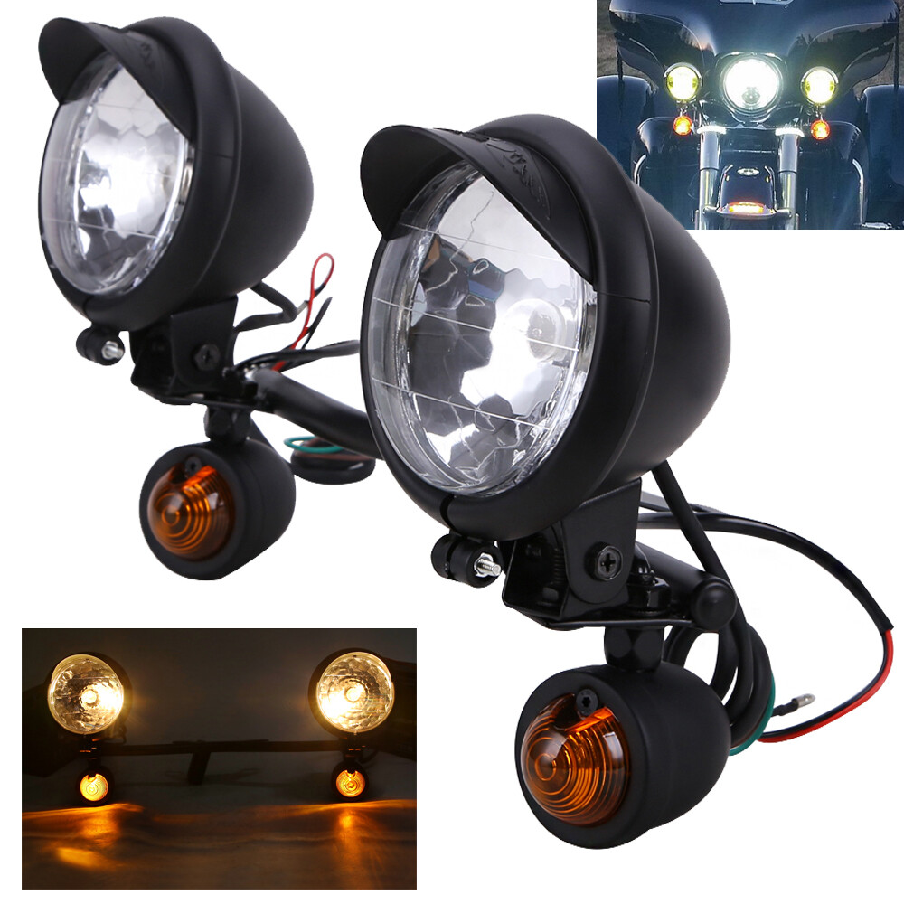 Motorcycle Driving Passing Spot Fog Turn Signal Light Bar W/ Bracket ...
