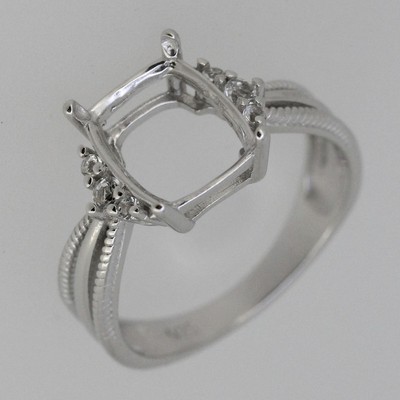 925 Sterling Silver Semi Mount Ring Setting 12x10mm Cushion Stone ...