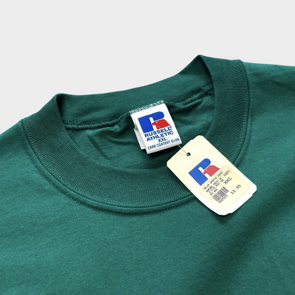 Vtg 90s NWT NOS Russell Athletic High Cotton Pocket Tee Shirt, Forest ...