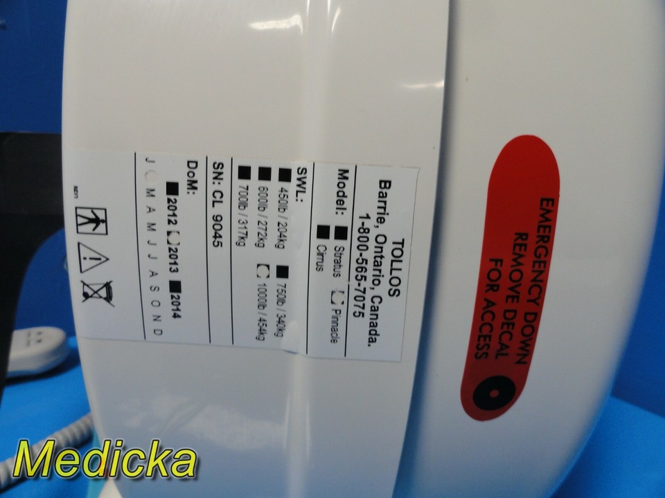 2013 The Medical Tollos PINNACLE 1000 Ceiling Mount Patient Lift (454Kg ...