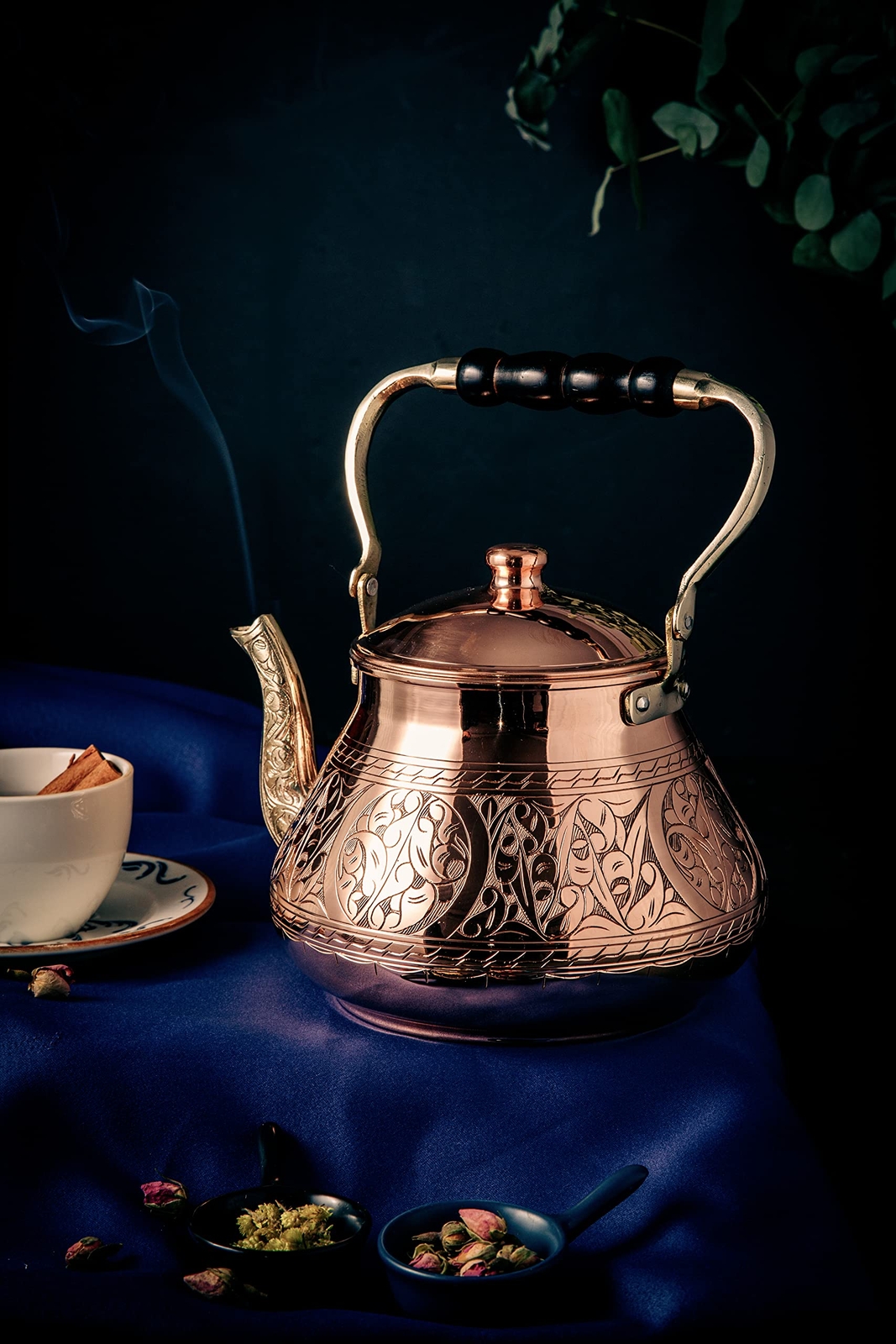 Large Copper Teapot 1mm Thick Engraved Handcrafted In Turkey 3.1 Quarts ...