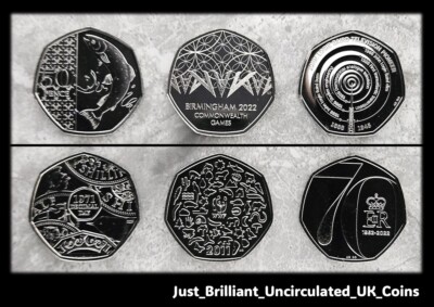 1987 - 2023 Brilliant Uncirculated 50p Fifty Pence Coins Royal Mint BU ...
