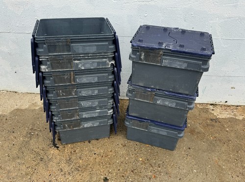 10 x 24ltr Heavy Duty Plastic Storage Tote Boxes 40 x 30 x 25cm ALC ...