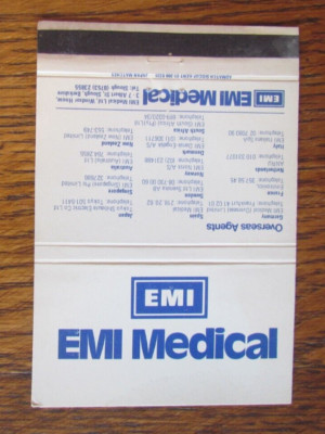 40 STRIKE MATCHBOOK COVER: EMI MEDICAL GERMANY FRANCE NETHERLANDS ITALY ...