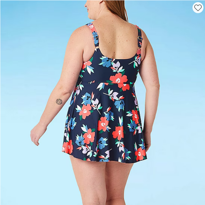Liz Claiborne Womens Navy Floral Swim Dress Plus Sizes 20W, 22W Msrp ...