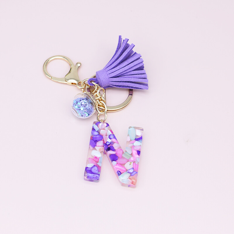 Women Alphabet Keyring Letter A-Z Key Chian with Tassel Key Chain Bag ...
