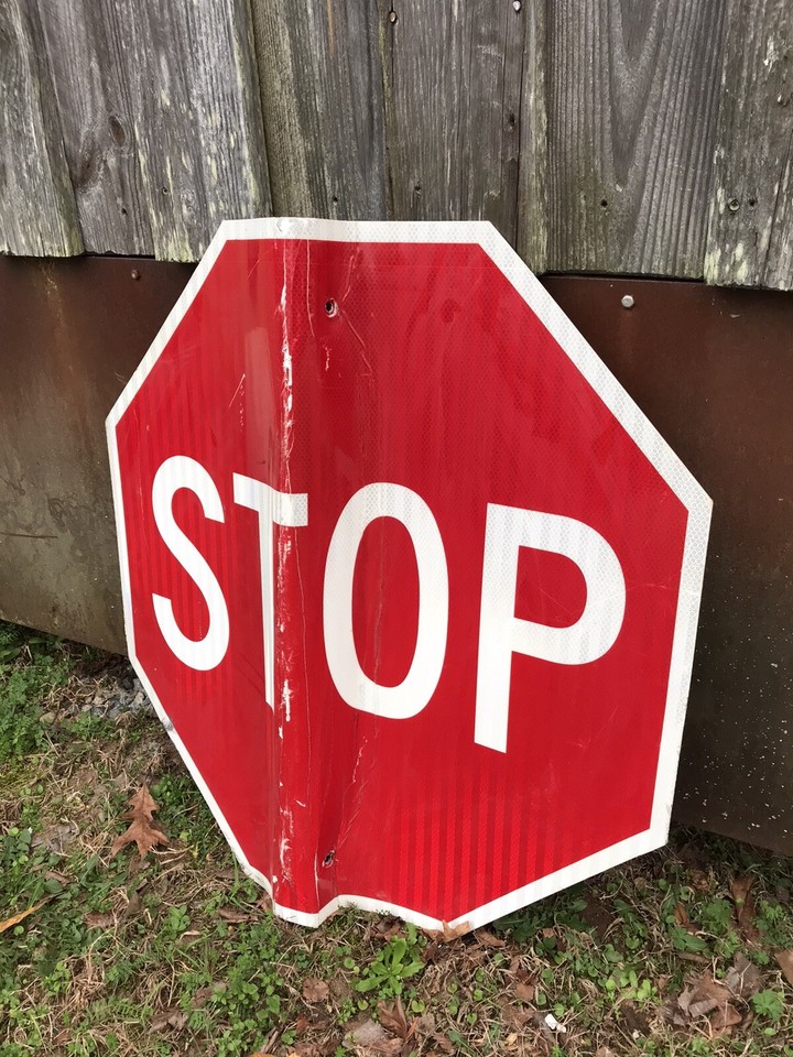 Authentic “STOP” Road Sign Street Retired Highway 30” X 30” Damaged | eBay