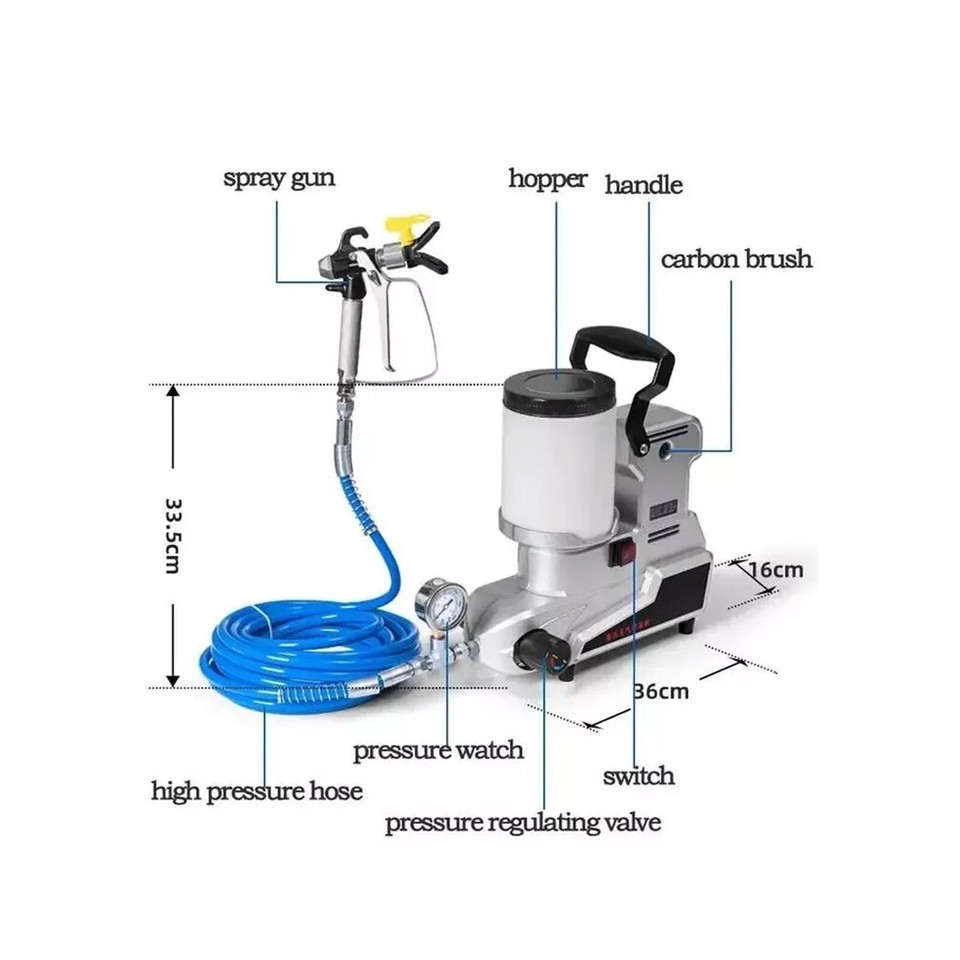 1600W High Pressure Airless Spray Paint latex paint spraying Machine ...
