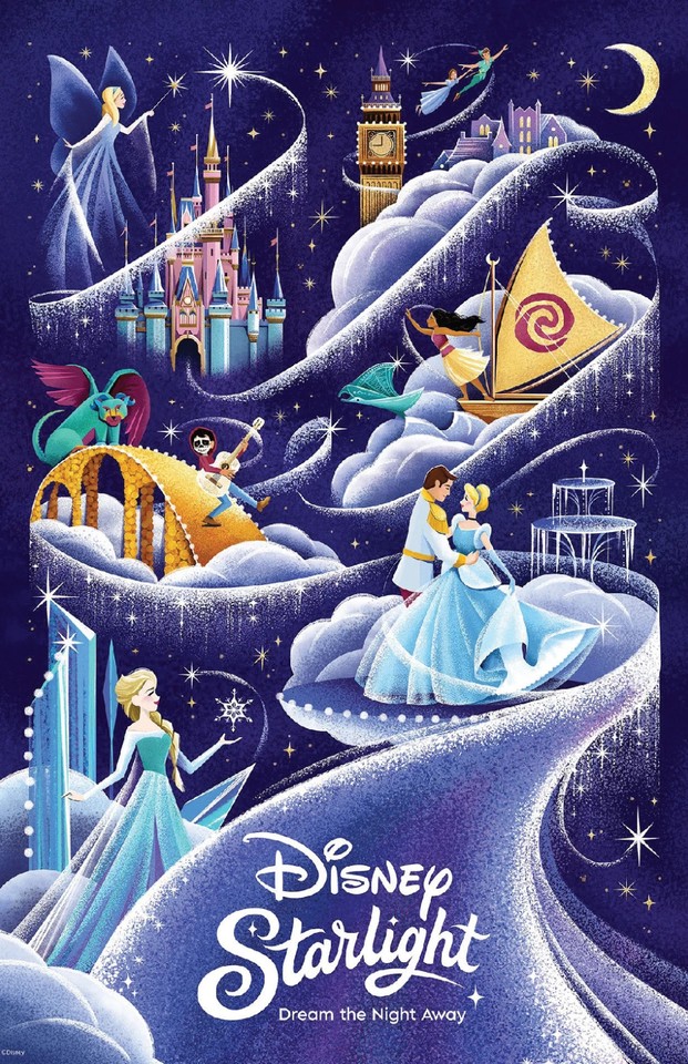 Disney Starlight Dream The Night Away Parade Paper Poster Unframe | eBay