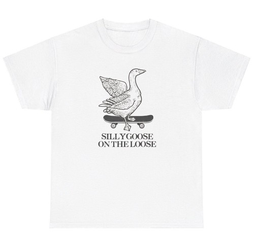 Silly Goose On The Loose Skateboarding T Shirt Funny Geese Skater Gen Z Gift Tee | eBay