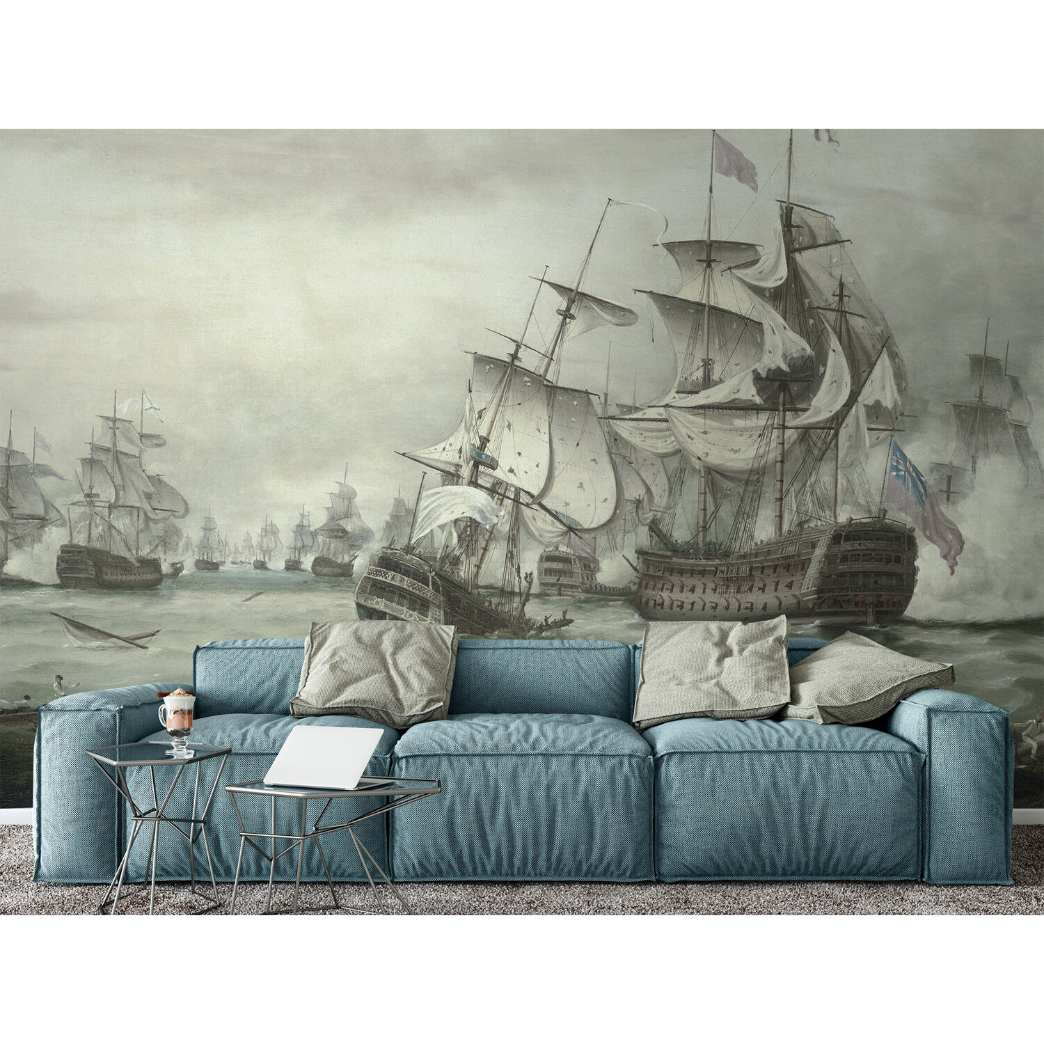 Ship Battle removable Art wall decor Painting wall mural Peel and stick ...