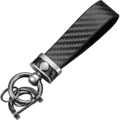 Car Keychain, Carbon Fiber Automotive Key Chain with Anti-Lost D-Ring ...