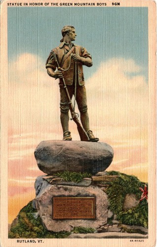 Green Mountain Boys Statue Postcard Rutland VT Revolutionary War | eBay