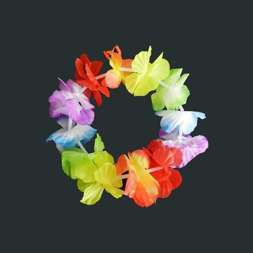 Hawaiian Lei Flower Bracelet Hula Beach Party Fancy Dress Wristbands ...
