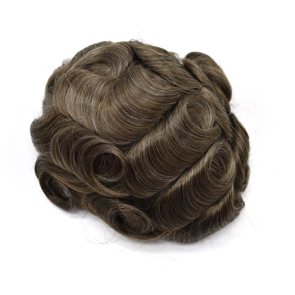 Mens Toupee Human Hair Replacement Full Poly Skin Injected PU System ...