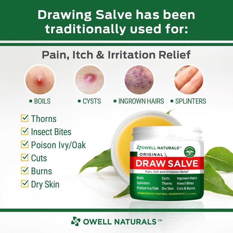 Drawing Salve Ointment 1Oz, Ingrown Hair, Boil, Splinter Remover, Bug ...