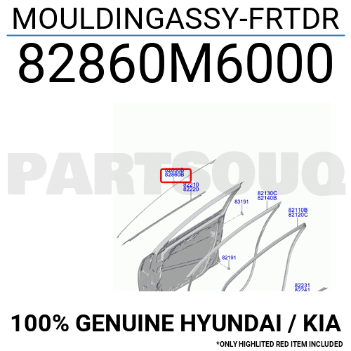 82860M6000 Genuine Hyundai / KIA MOULDINGASSY-FRTDR | eBay
