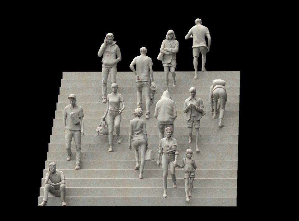 Modern City People Walking on Stairs 1:35 Scale | 3D Printed Figures ...