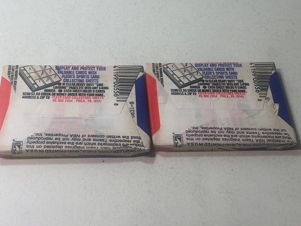 2 (TWO) 1989-90 Fleer Basketball Wax Packs Sealed Unopened From Fresh ...